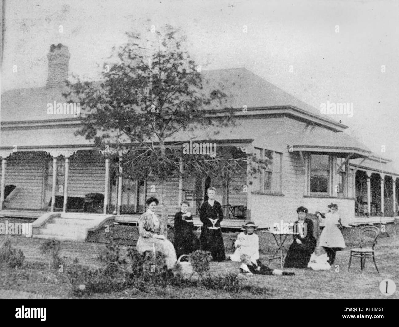 A photograph from 1907 depicting tea being served at Cooyar Station, a ...