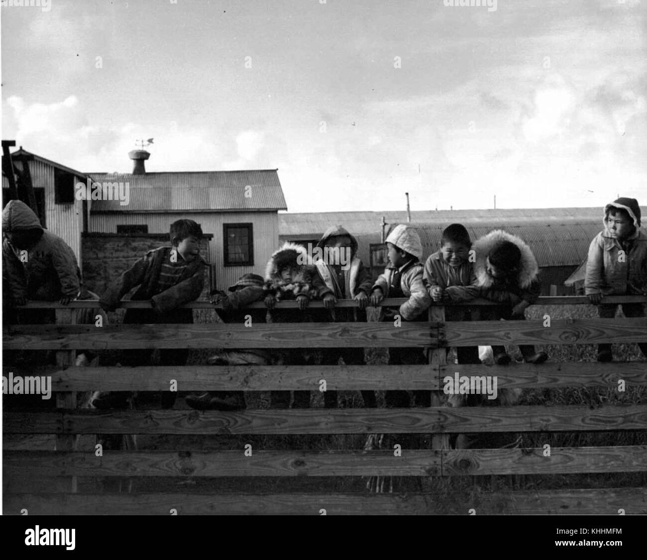 Group of children outside Black and White Stock Photos & Images - Alamy
