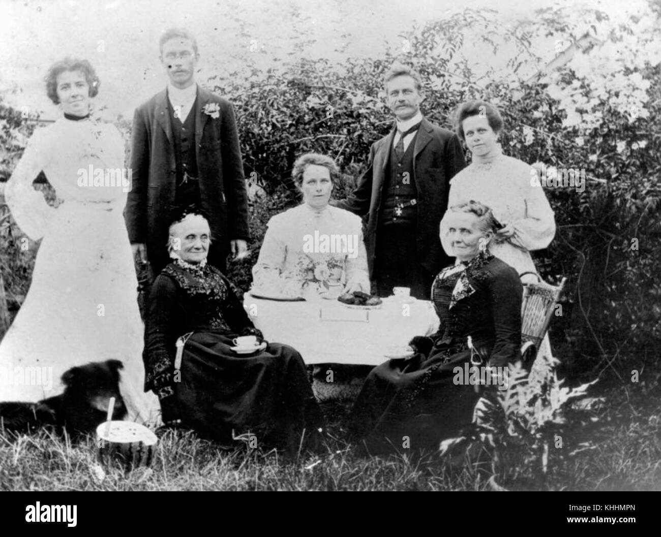 A photograph of the Ferguson family in their garden in Nundah ...