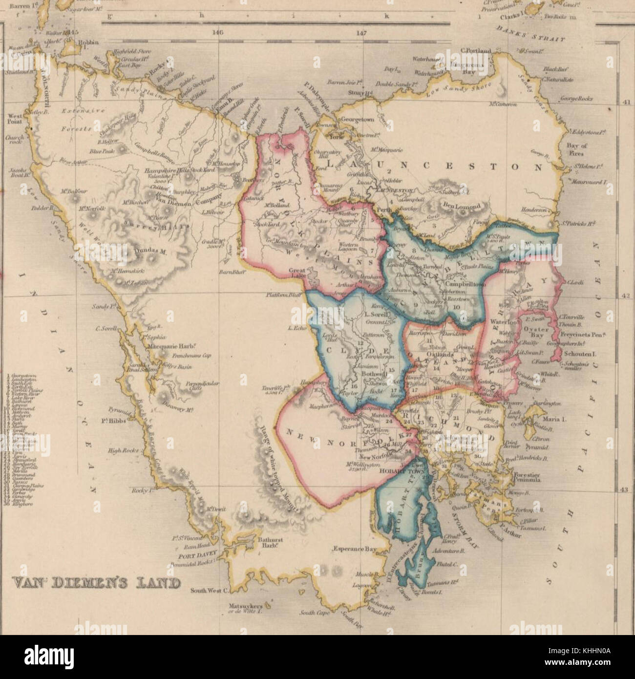 'Van Diemen's Land 1852' refers to a historical reference to Tasmania ...