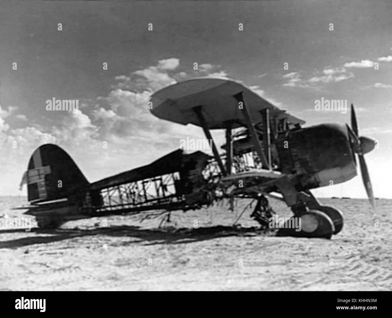 Wrecked Fiat CR 42 near Bardia 1940 Stock Photo - Alamy