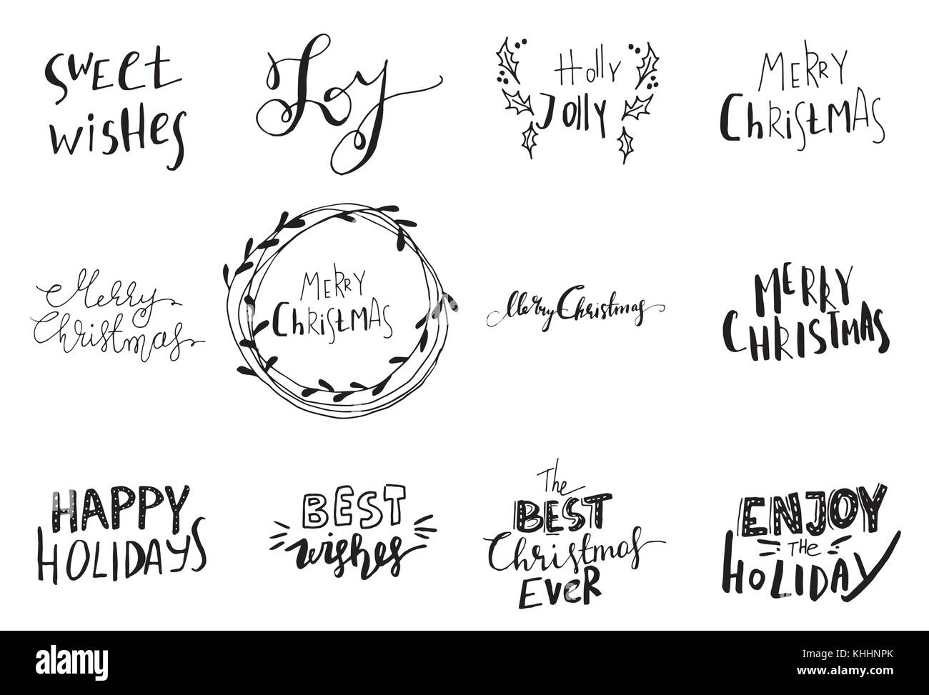 Set of Christmas lettering handwritten Stock Vector Image & Art - Alamy