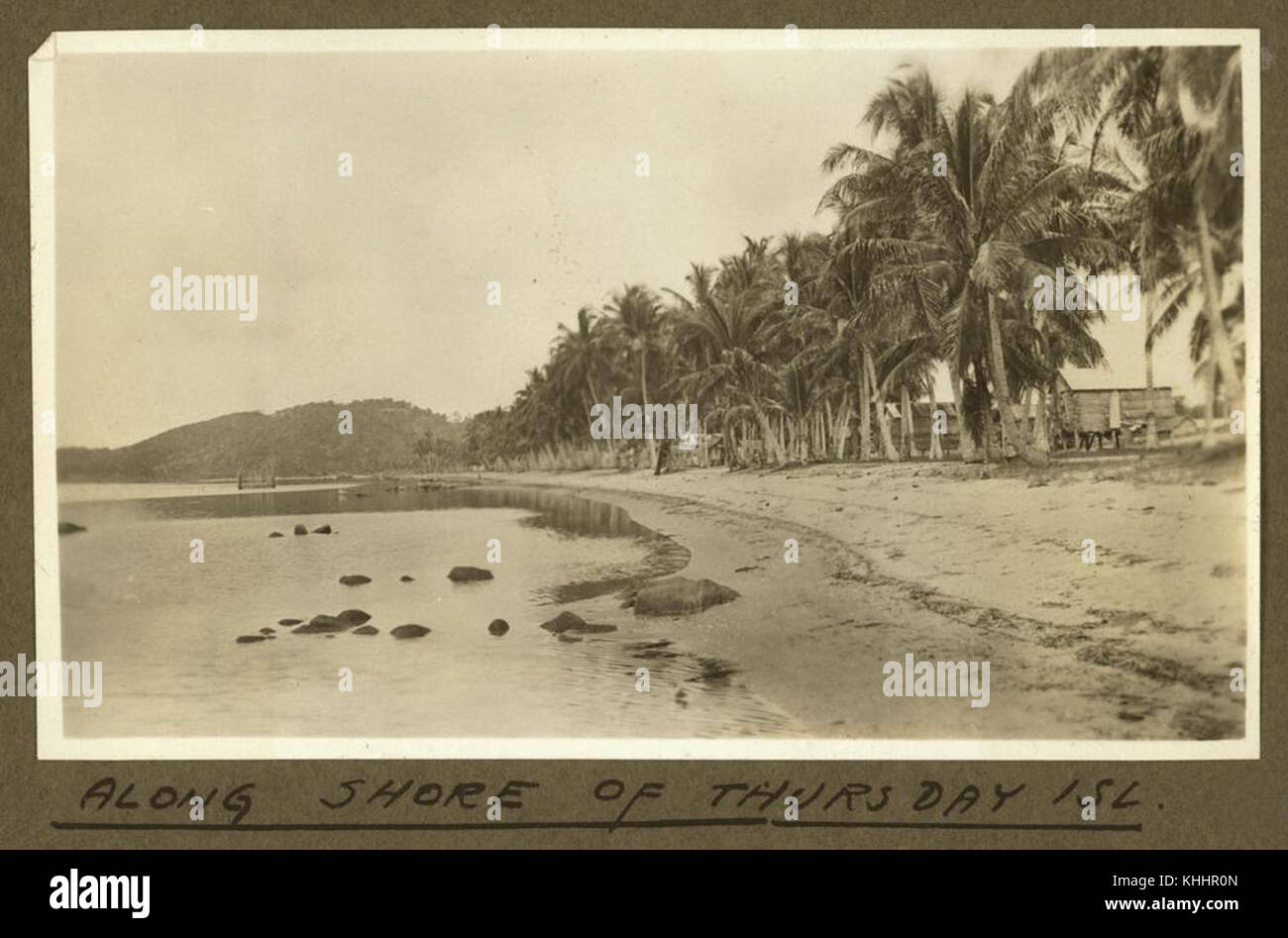 This photograph captures a view of the beach at Thursday Island, taken ...