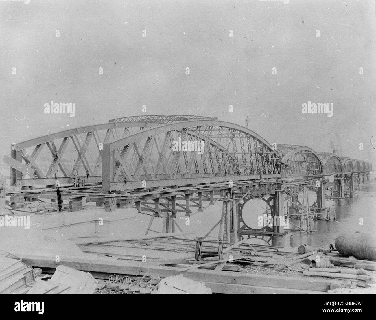 2 393893 Burnett Bridge, Bundaberg, under construction, 1899 Stock ...