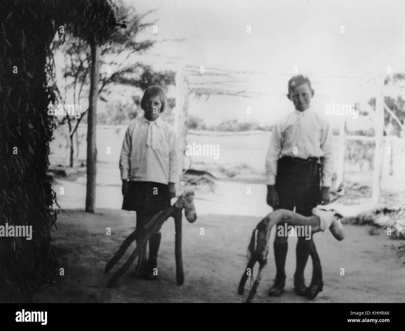 1 159474 Two children with toy horses, ca. 1928 Stock Photo - Alamy