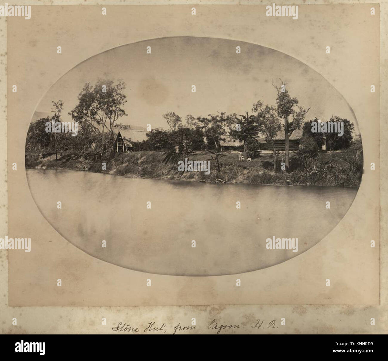 1 235434 View of huts from the lagoon on the Herbert River, Ingham, ca ...