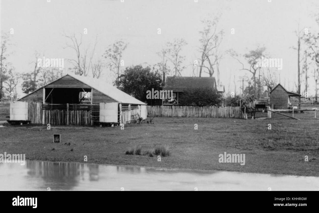 This photograph from 1905 shows Brightview farm near Lowood, offering a ...