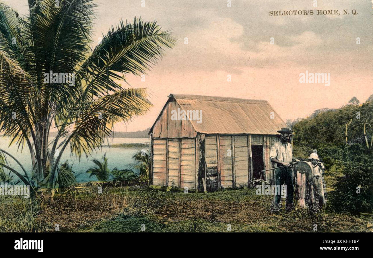 2 44579 Man and child in front of a North Queensland bark hut, ca. 1900 ...