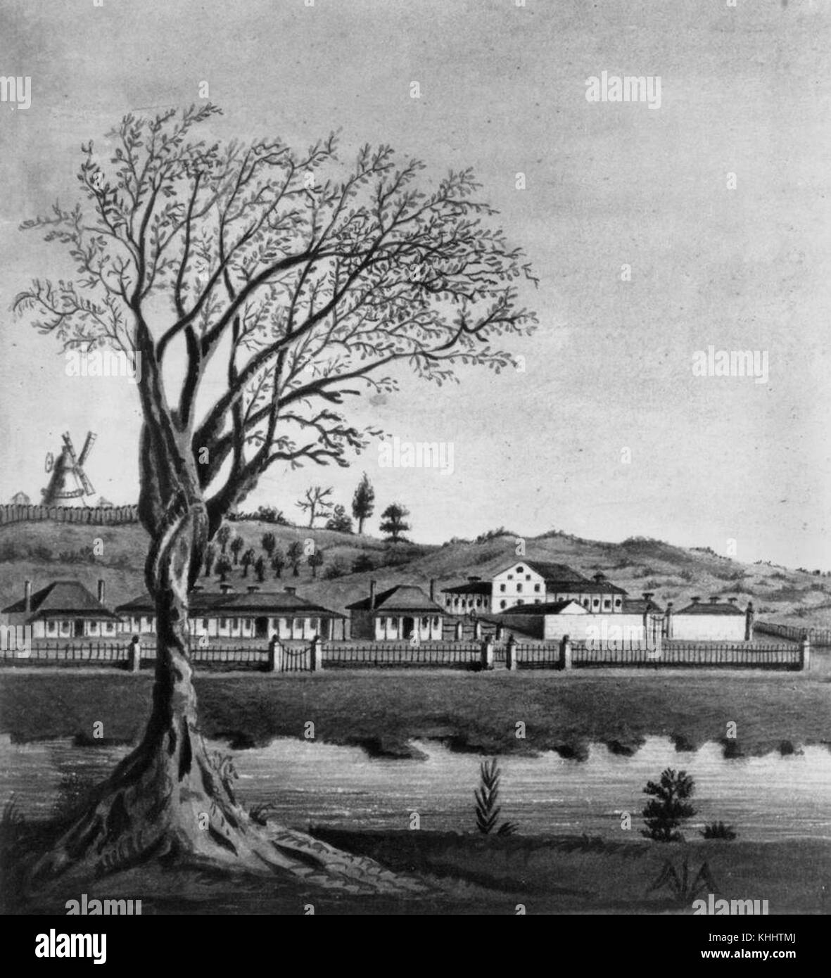 2 148511 Early drawing of a section of the town of Brisbane, Queensland ...