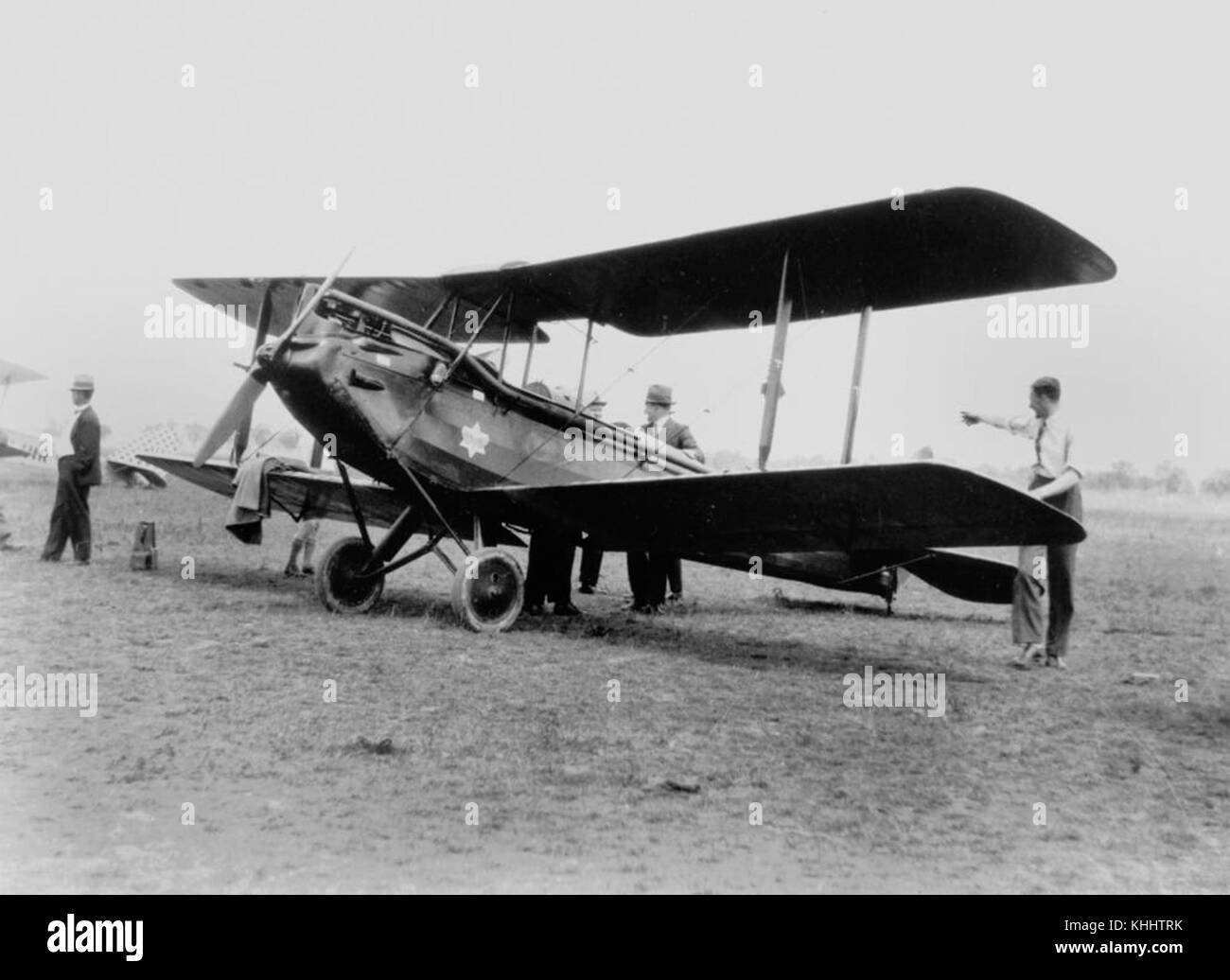 2 166423 Two-seater DH.60 Moth biplane on the airfield, Queensland ...