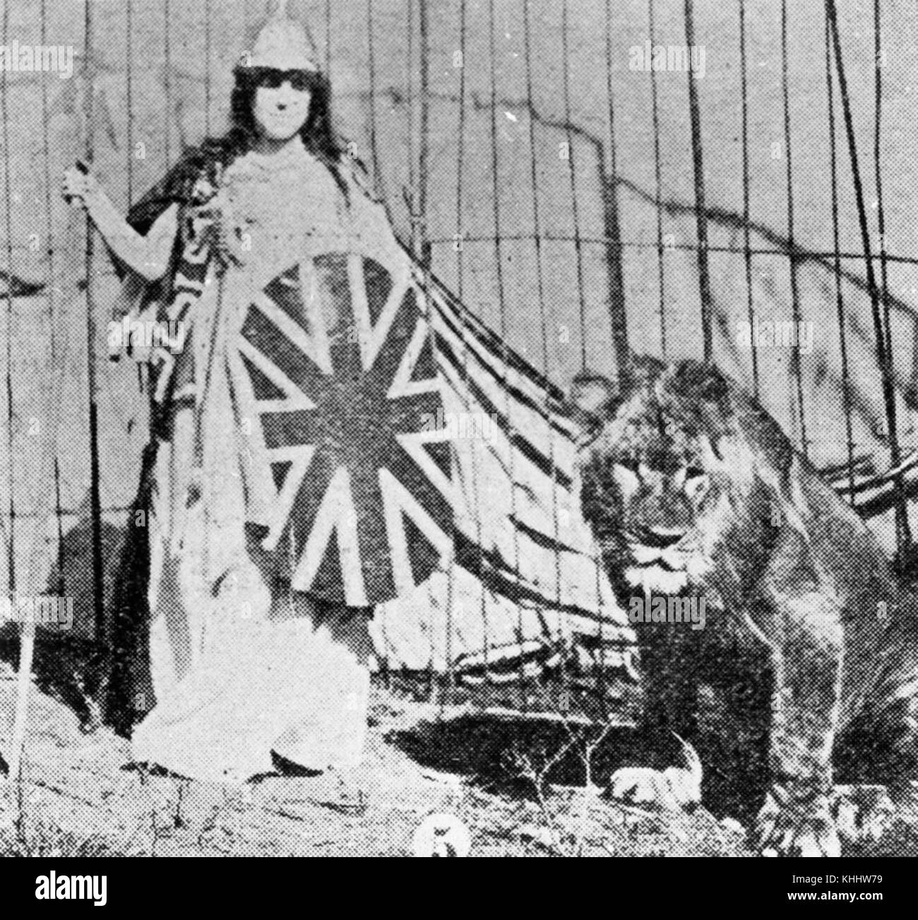 2 150867 Costumed performer posing with a trained lion at Wirth's ...