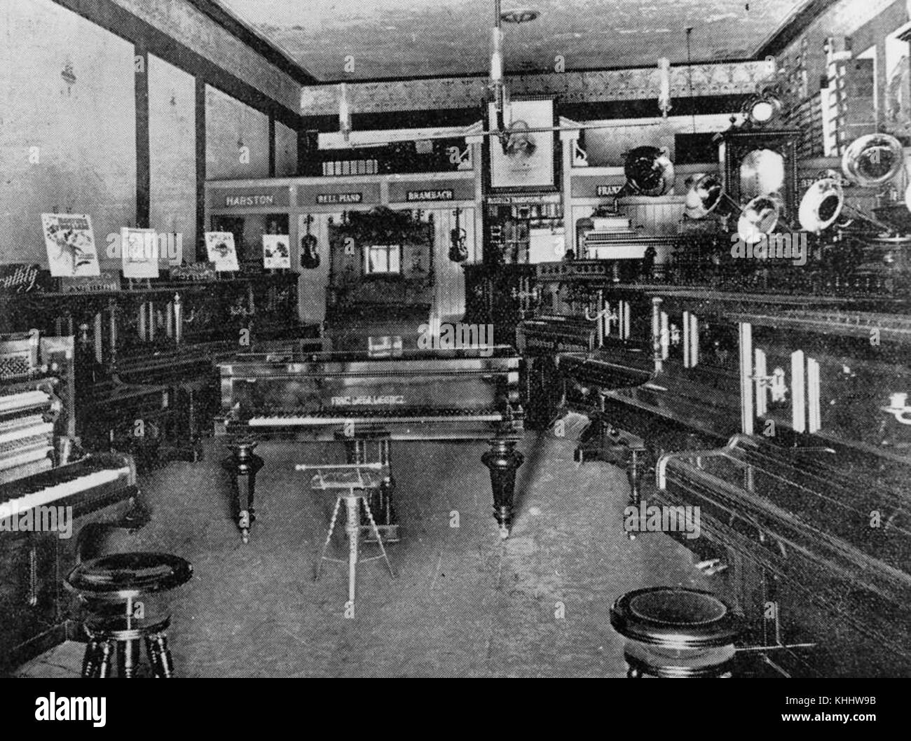1 91536 Interior view of Harston's Music Warehouse, Toowoomba, 1906 ...