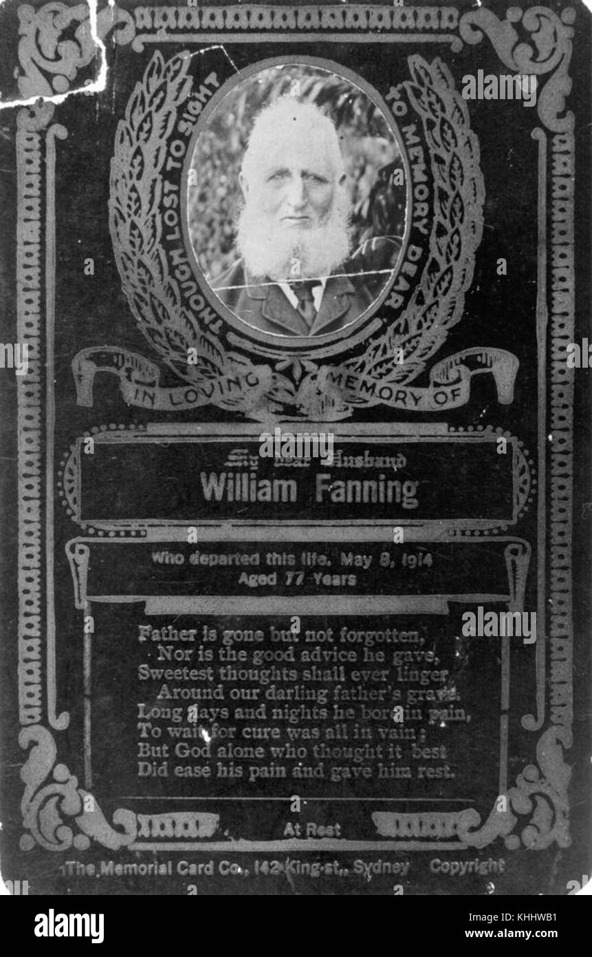 2 213108 William Fanning memorial card Stock Photo - Alamy