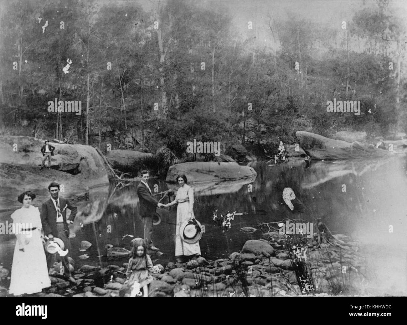 2 296887 Group of people on a day out at the river, Bigriggan, 1911 ...