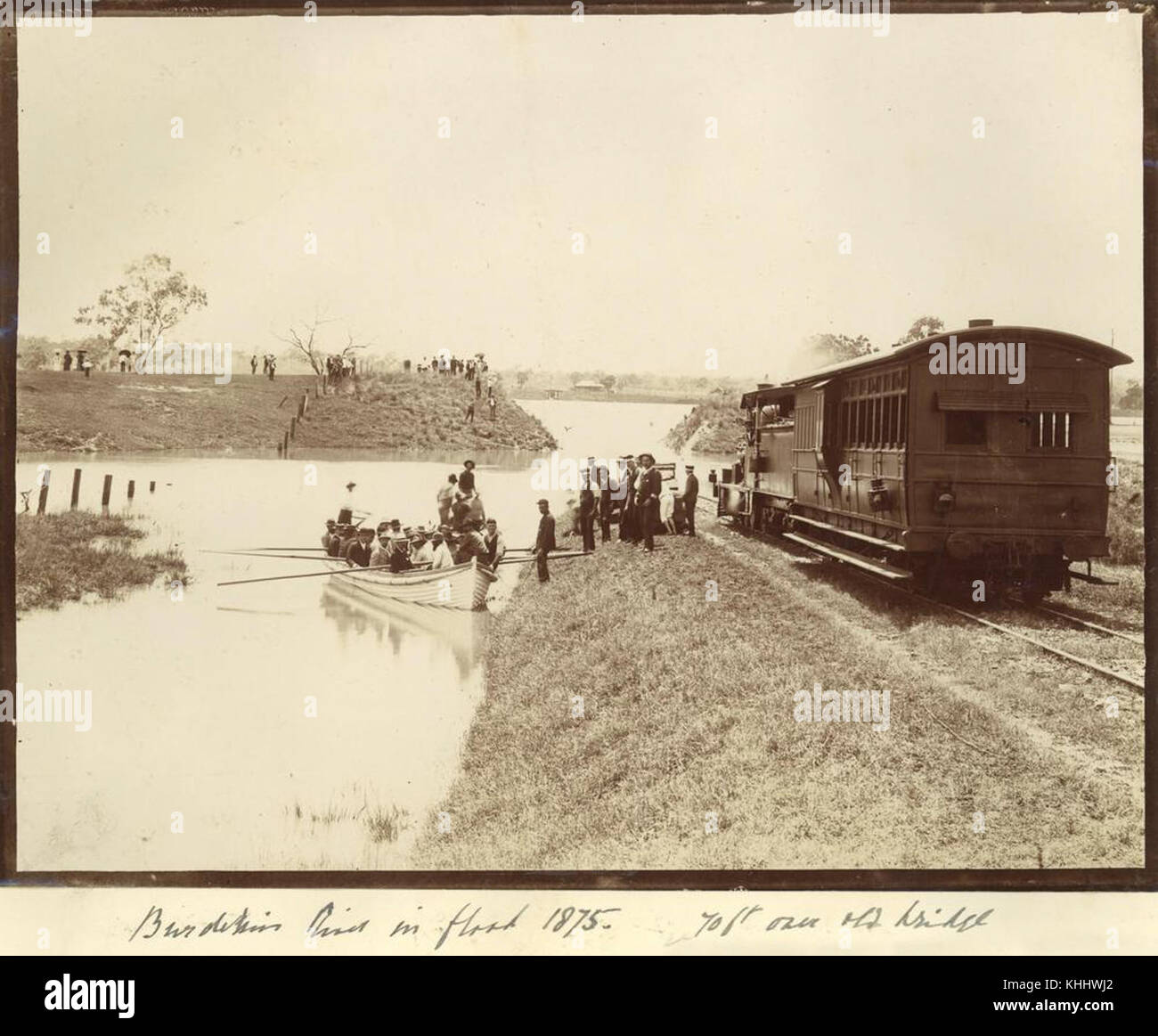 1 224400 Burdekin River in flood 1875, 70 ft. over old bridge Stock ...