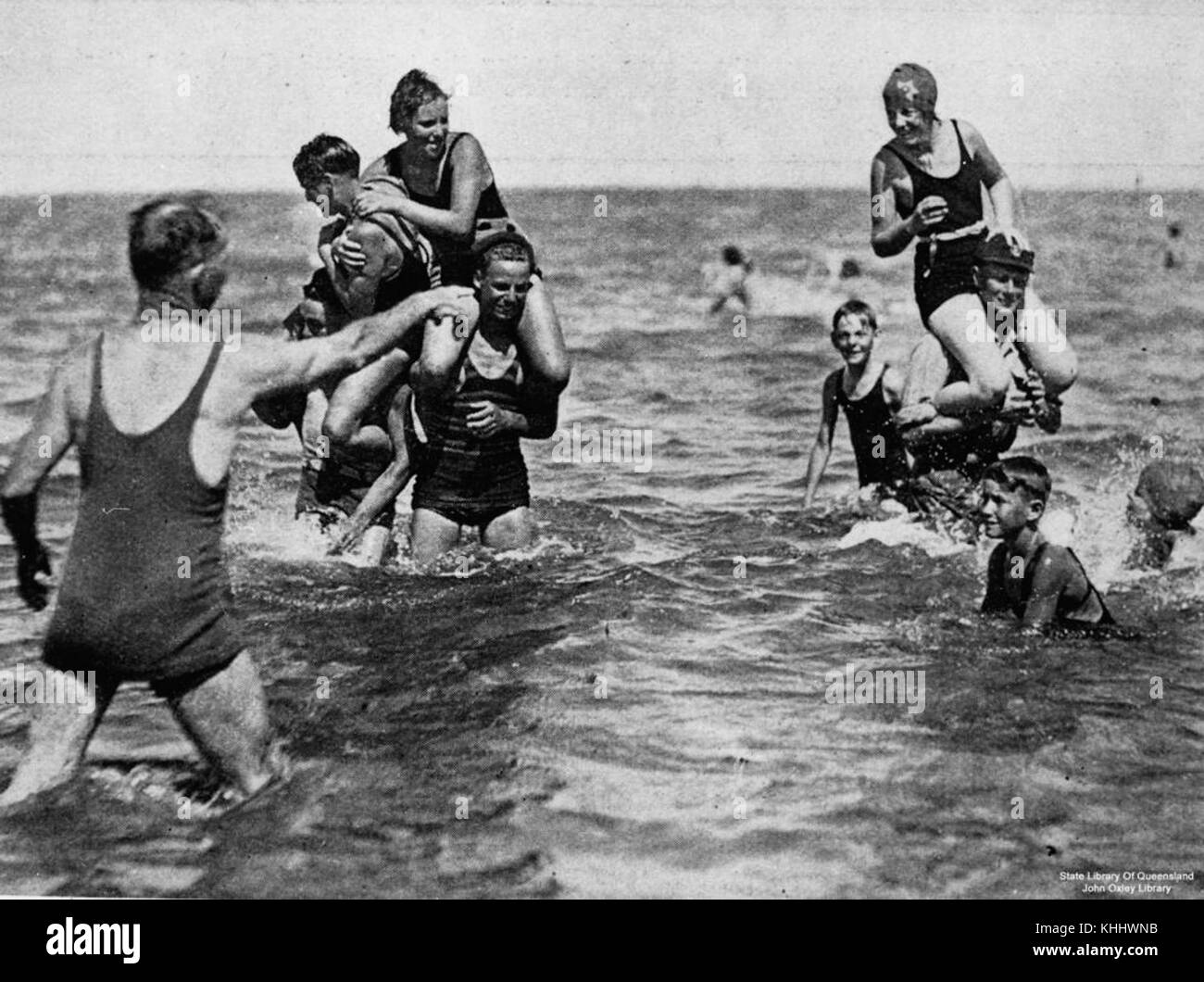 2 96080 Young people playing in the sea, 1933 Stock Photo - Alamy
