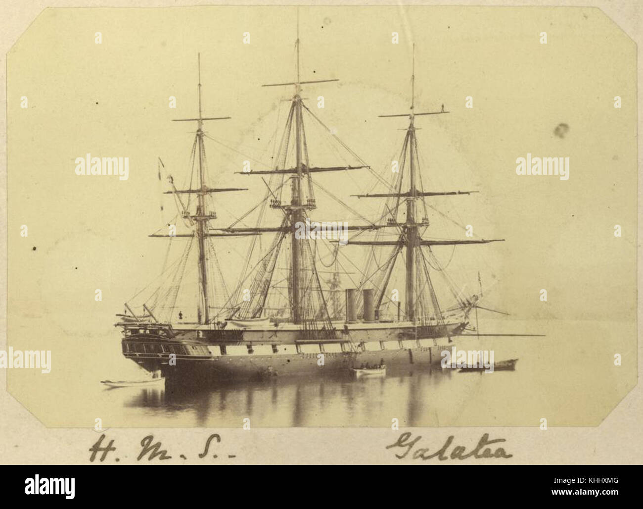 The H.M.S. Galatea was a three-masted sailing ship in service during ...