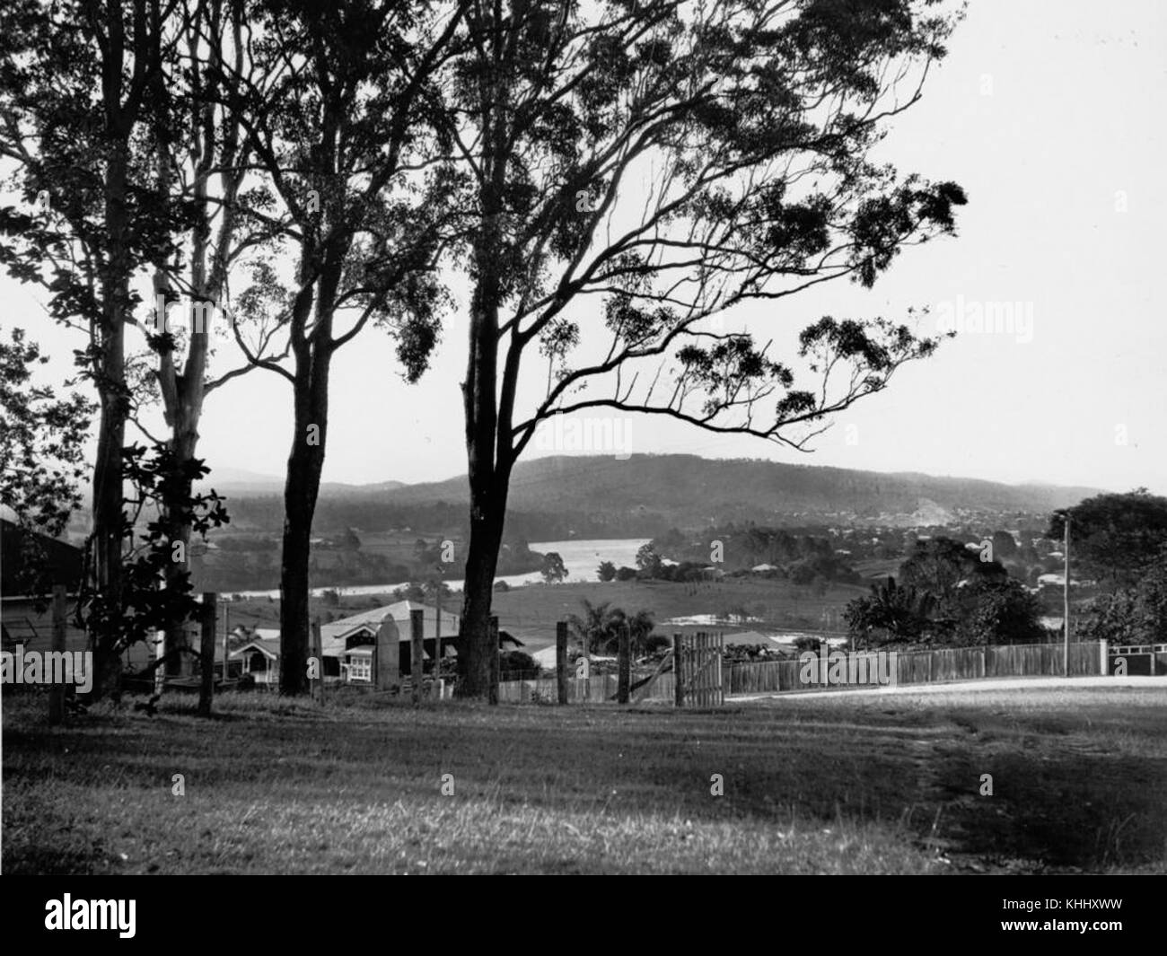 View across river mountain Black and White Stock Photos & Images - Alamy