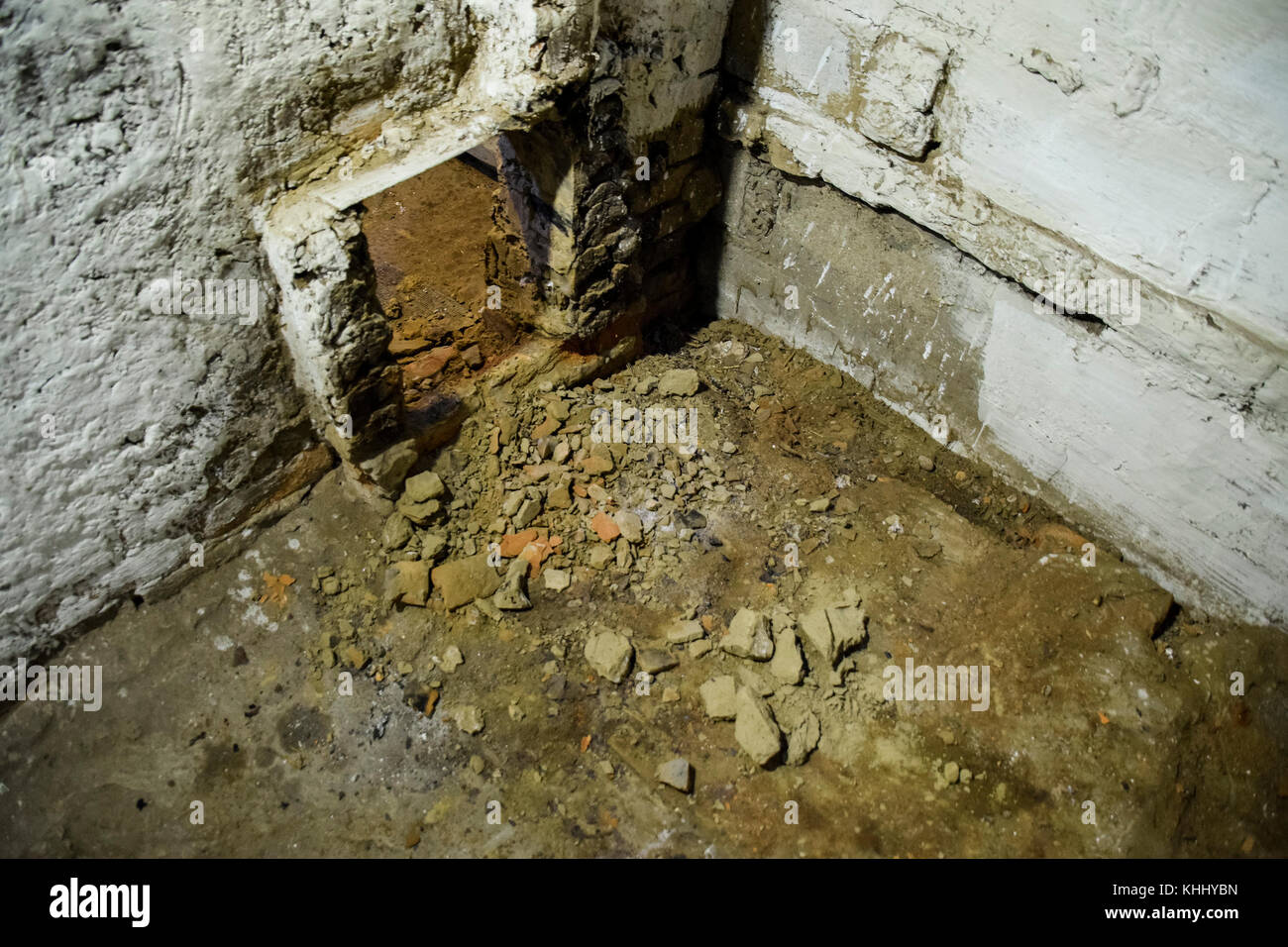 The punched wall. The opening which is beaten out in a wall Stock Photo ...