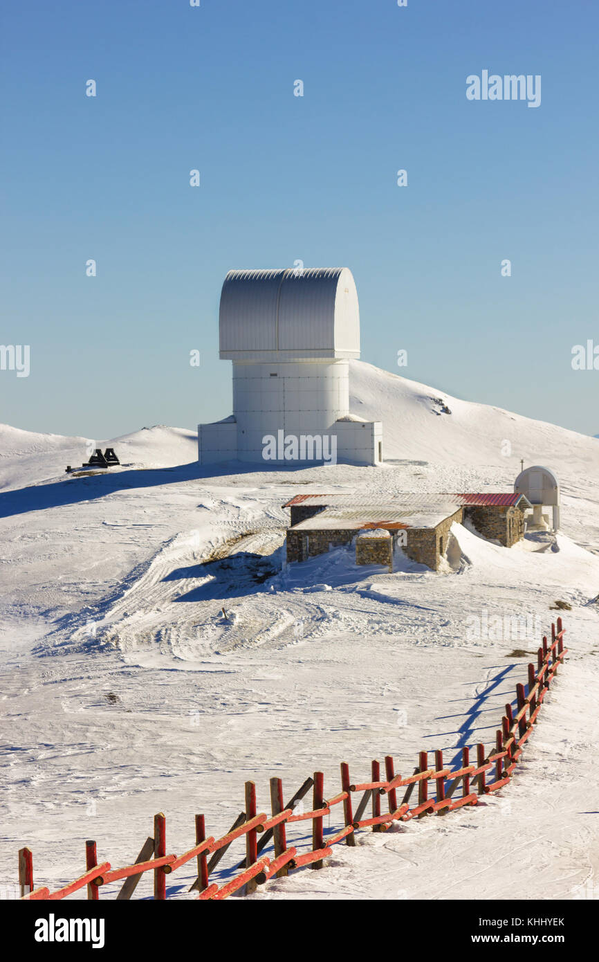 small observatory on the top of a mountain with snow Stock Photo - Alamy