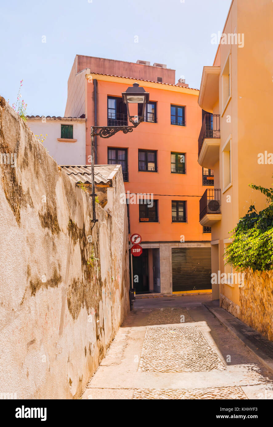 beautiful, picturesque street, narrow road, colorful facades of ...