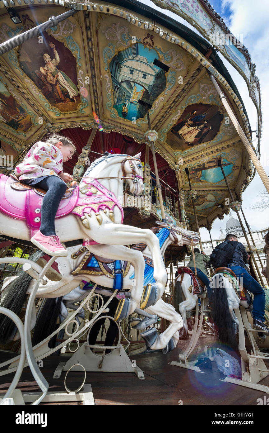 Traditional carousel on Montmartre Stock Photo - Alamy