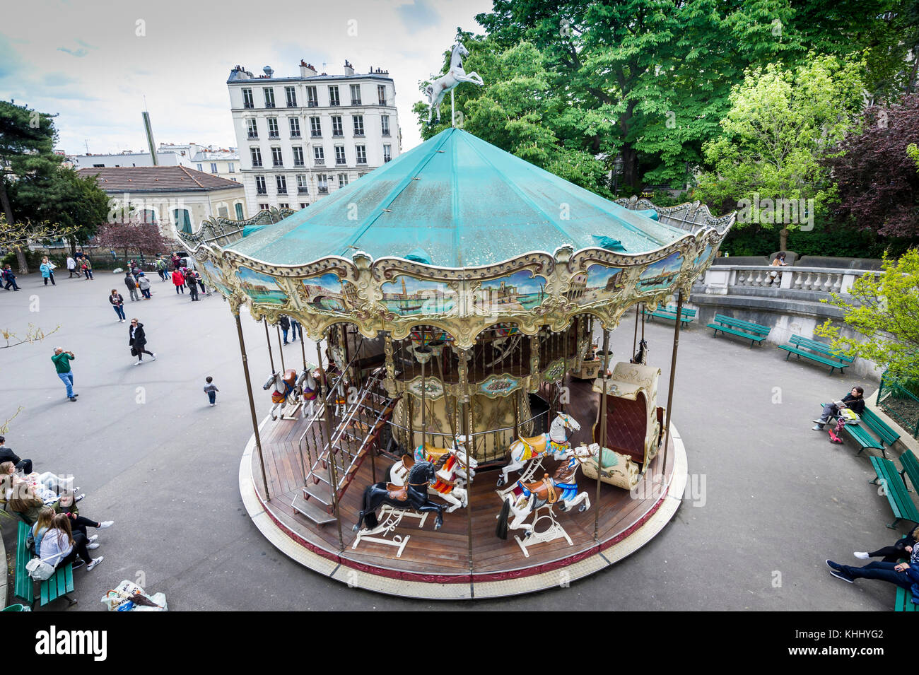 Traditional carousel on Montmartre Stock Photo - Alamy