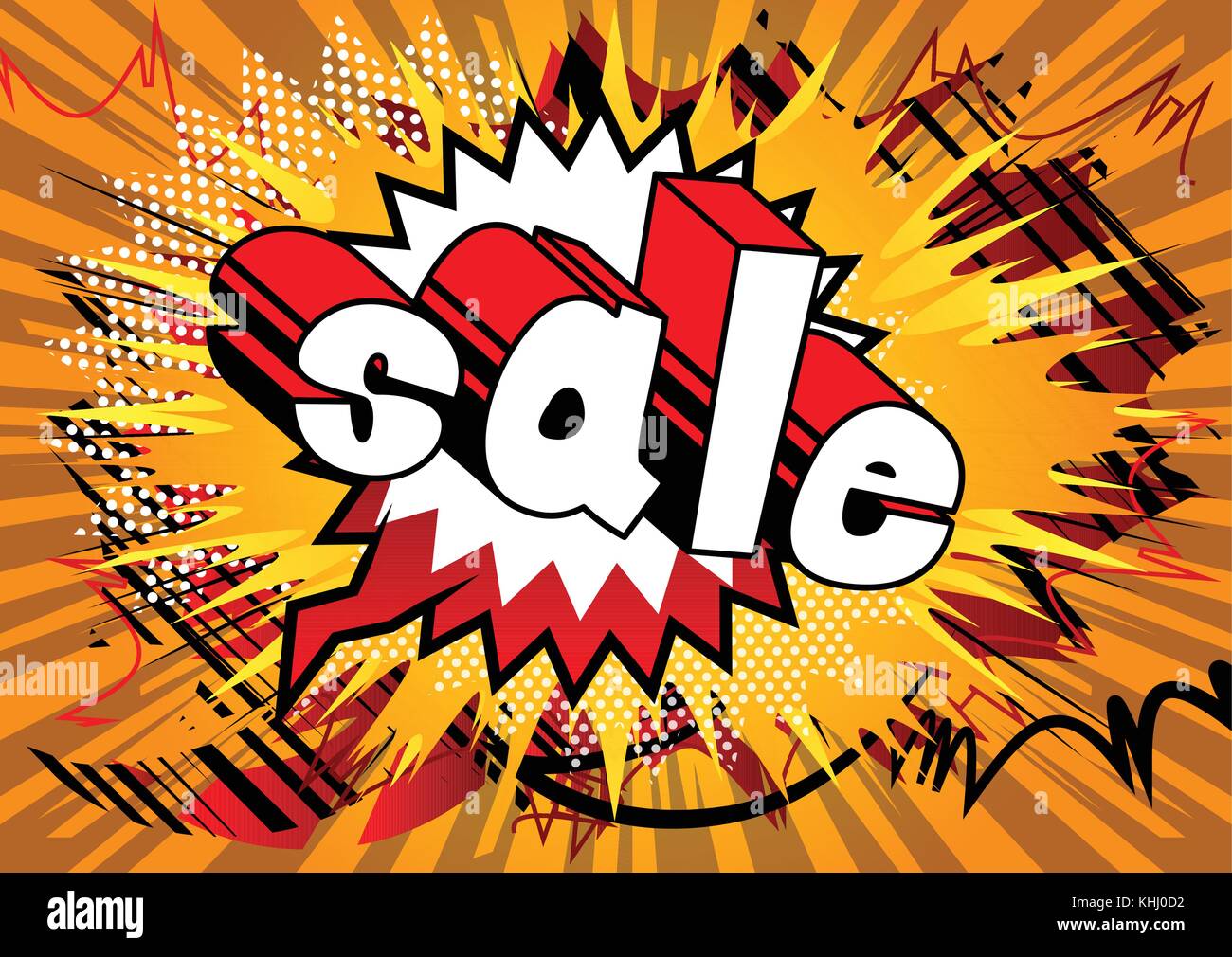Sale - Comic book style word on abstract background Stock Vector Image ...