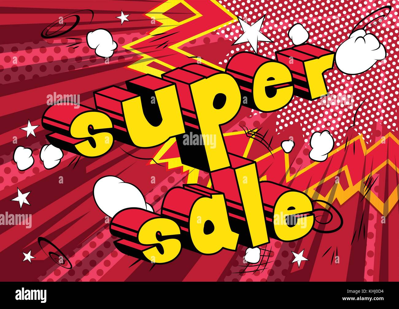Super Sale - Comic book style word on abstract background Stock Vector ...