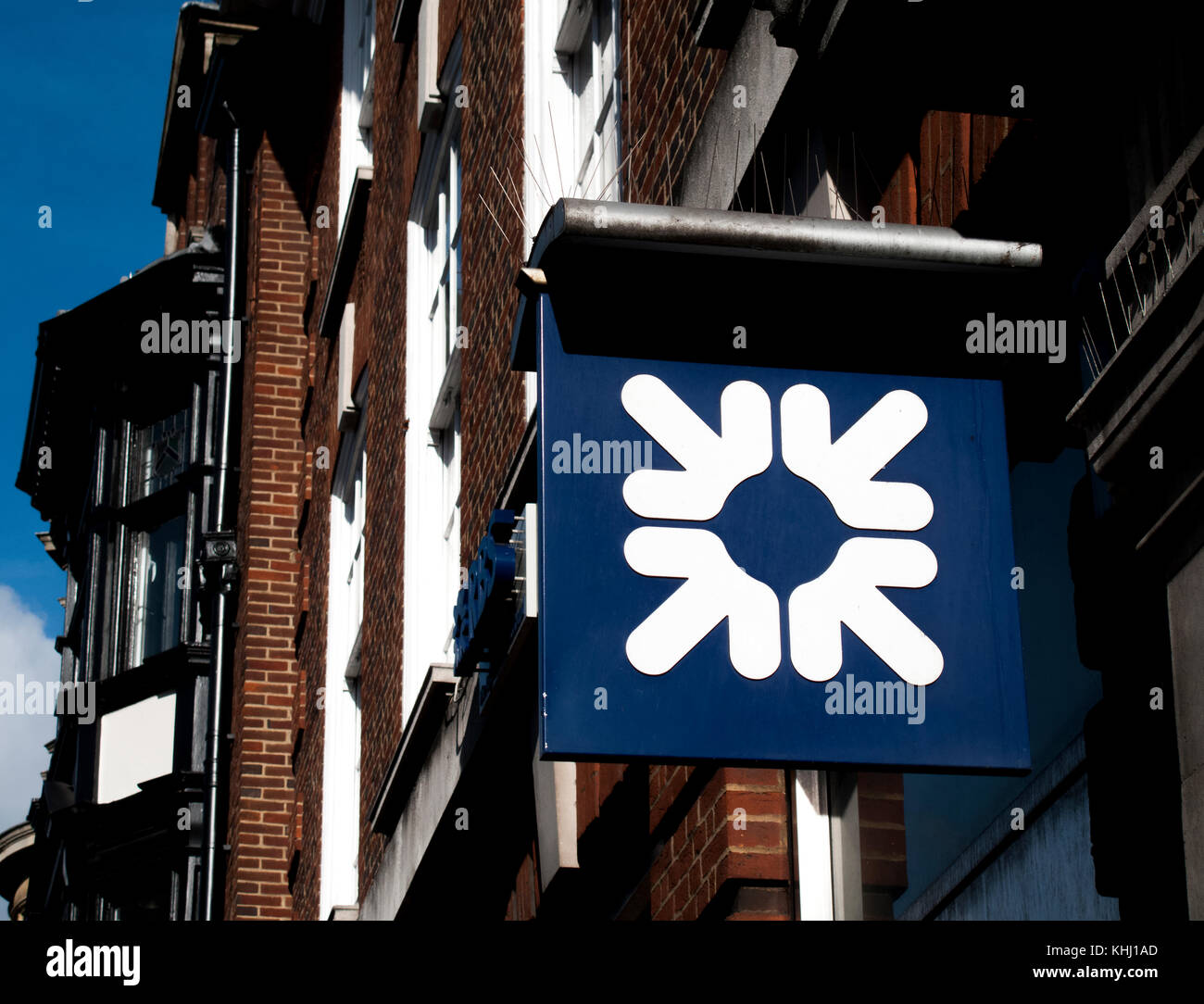 The Royal Bank of Scotland sign over local branch, British retail and ...
