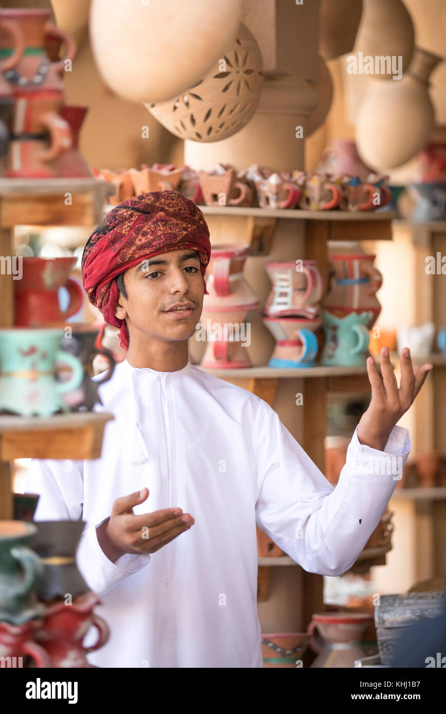 Nizwa, Oman, November 10th, 2017: omani boy dressed in traditional ...