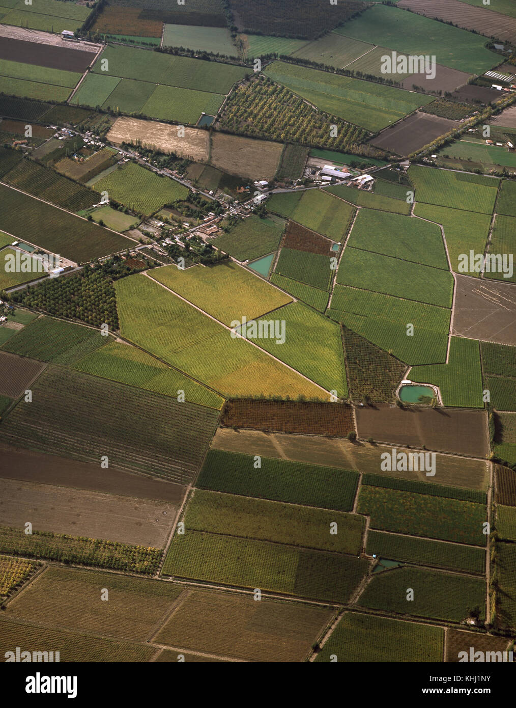 Aerial photograph of agricultural fields in Chile’s fertile central ...
