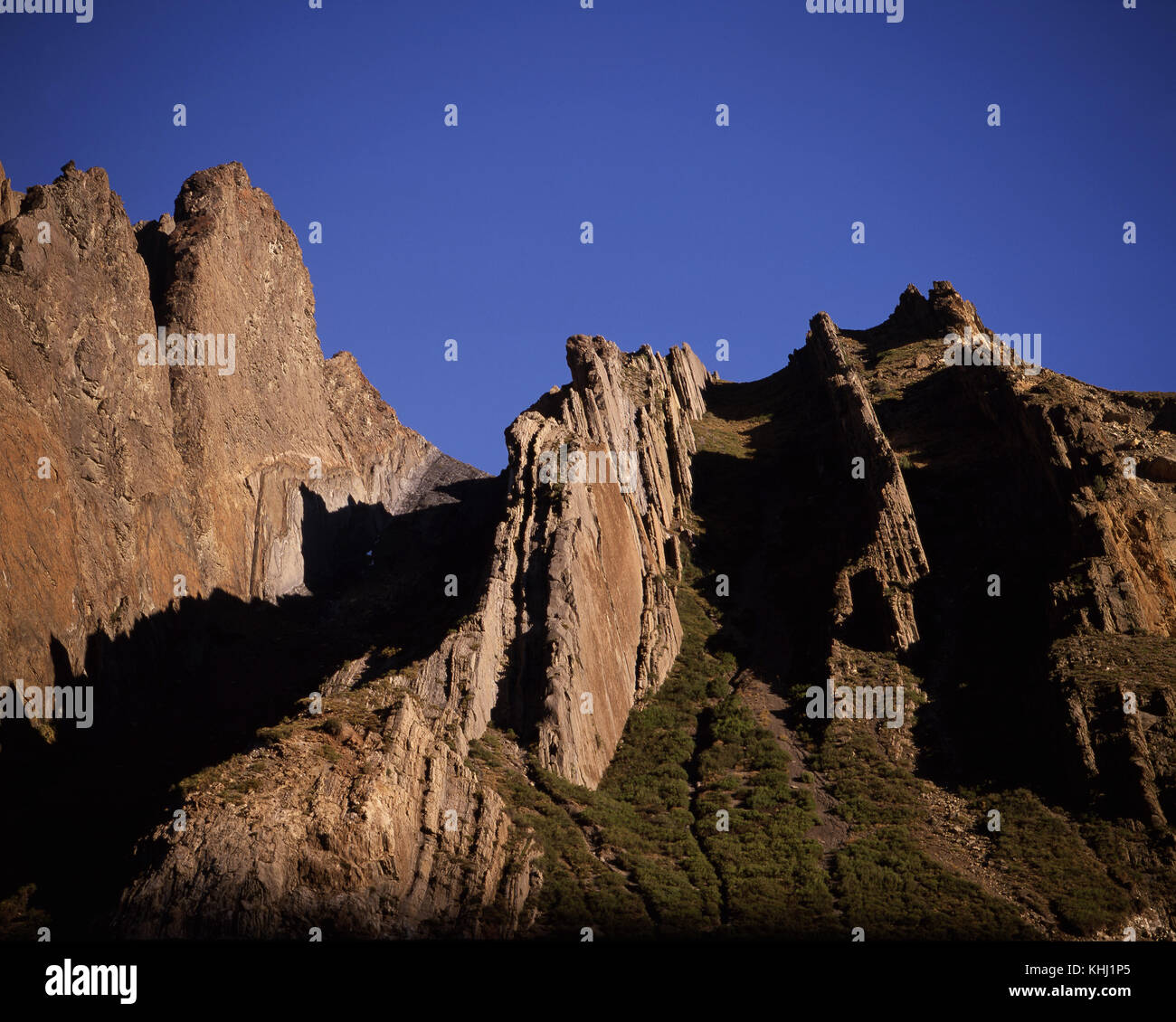 The Andes mountains, rugged terrain east of Santiago. Metropolitan ...