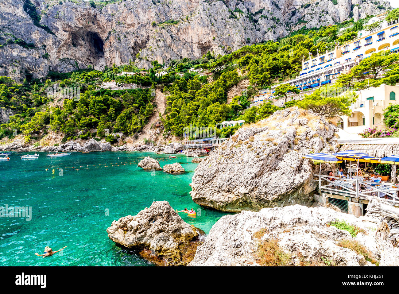 The rugged beauty of the Isle of Capri on Amalfi Coast in Italy Stock ...