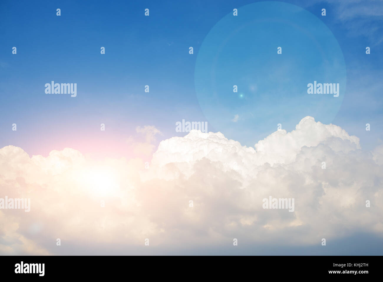 Background of the clear blue cerulean sky with big fluffy white cloud ...