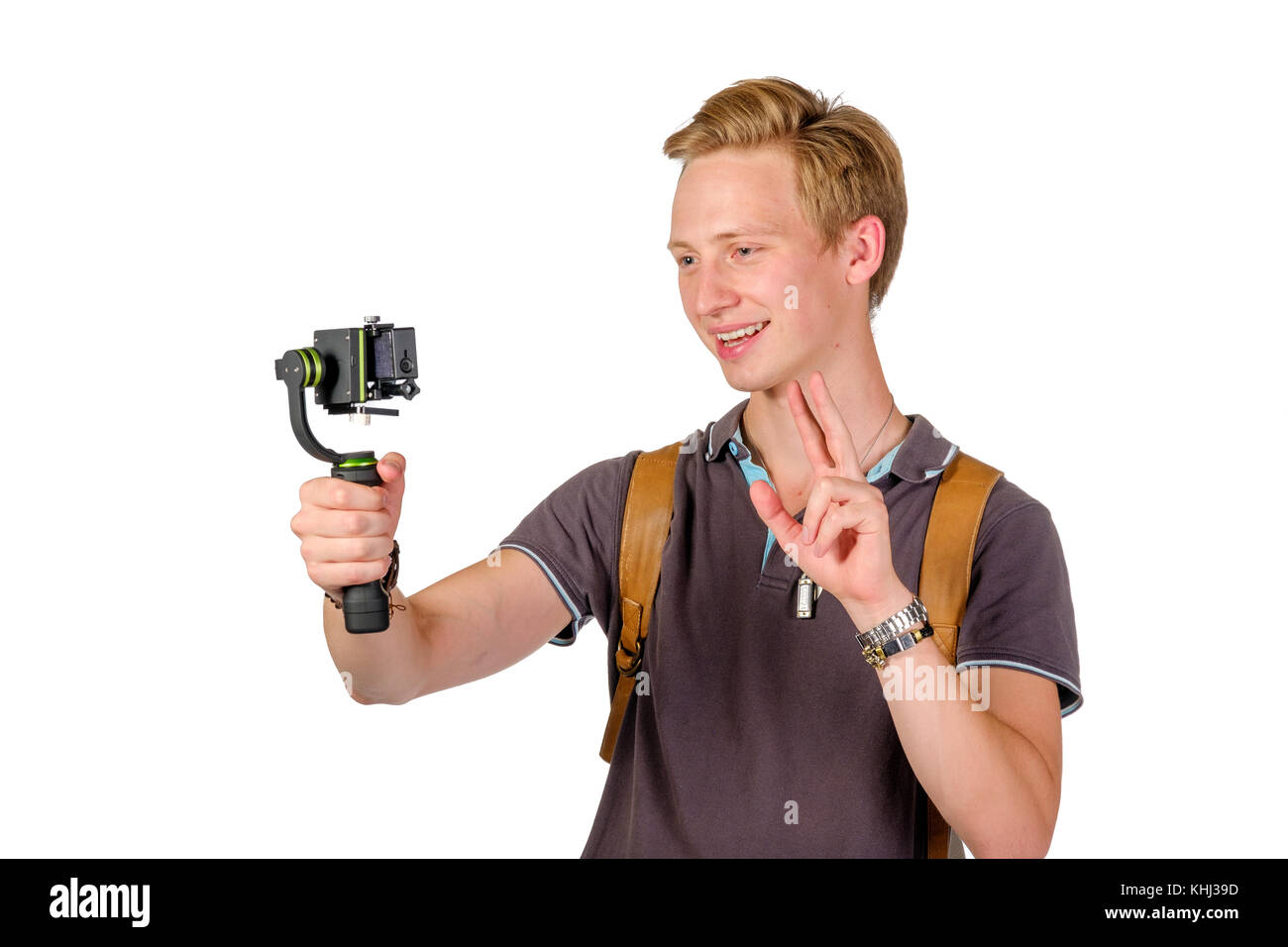 Man with gimbal isolated Stock Photo - Alamy