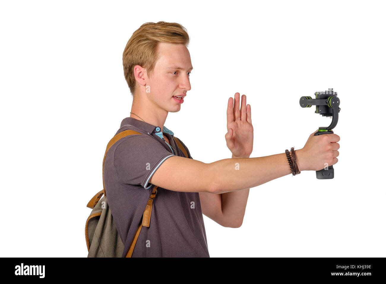 Man with gimbal isolated Stock Photo - Alamy
