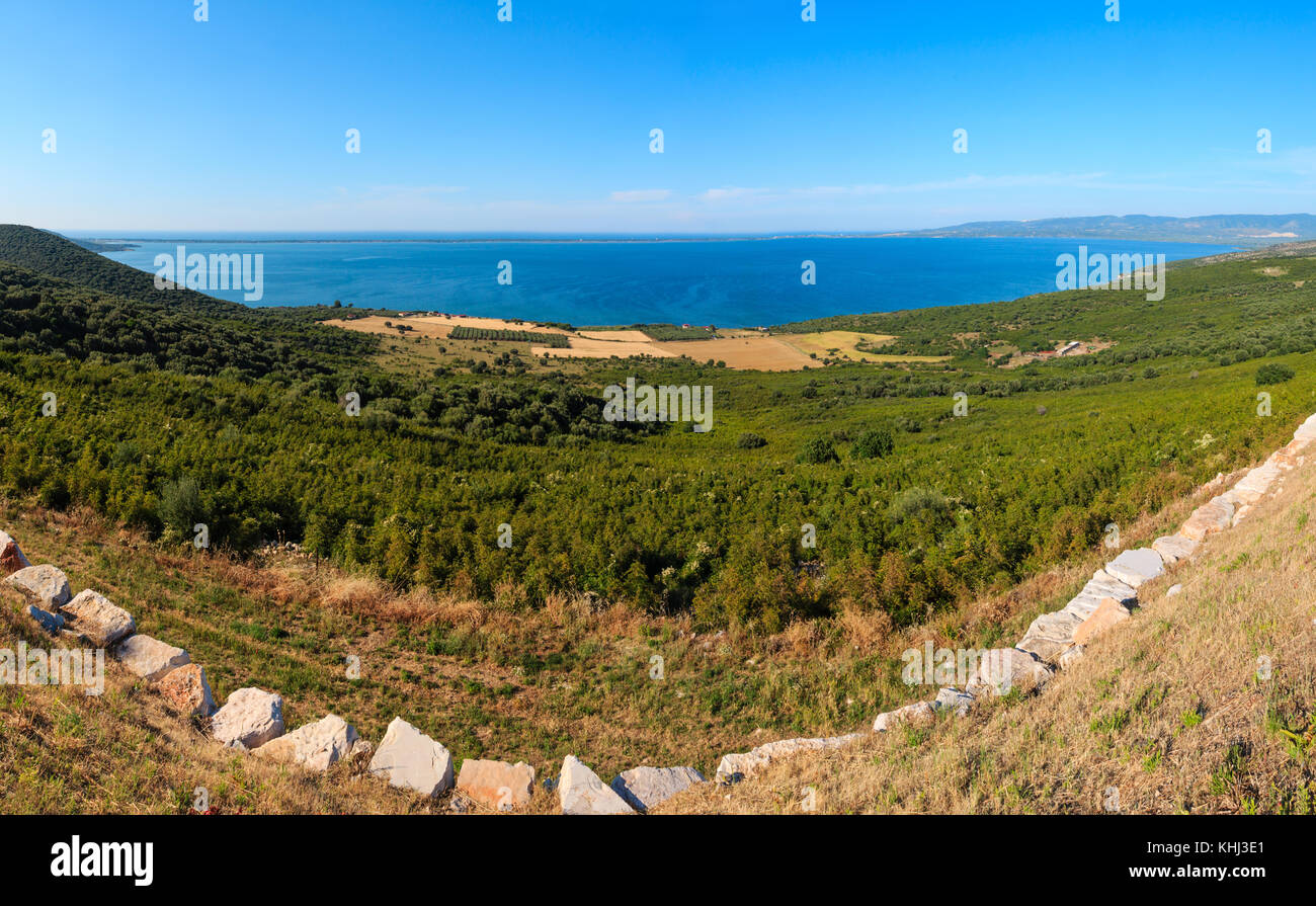 Summer panoramic view of Lago di Varano (Varano lake) on the Gargano ...