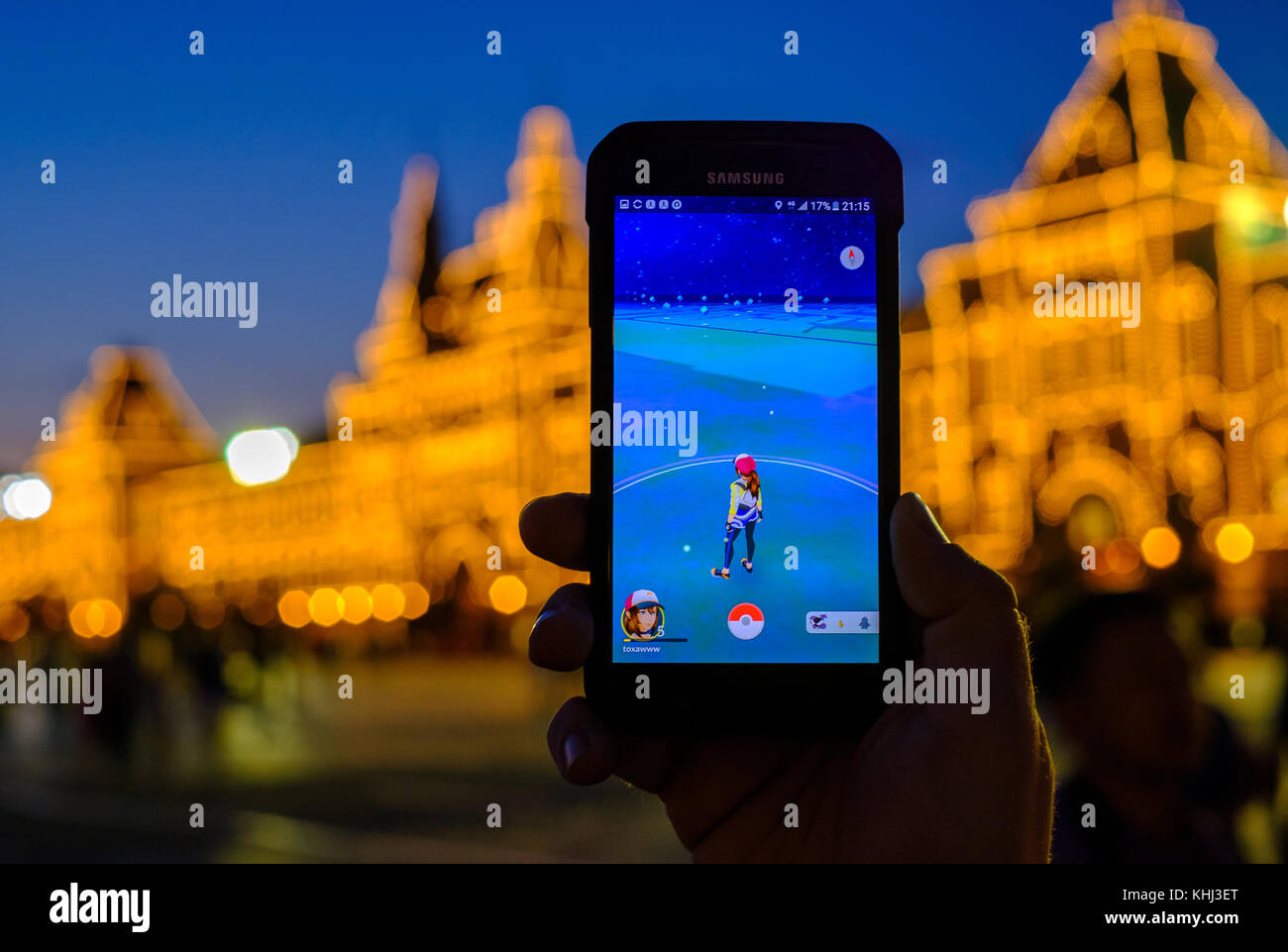 Modern augmented reality game on smartphone Stock Photo - Alamy
