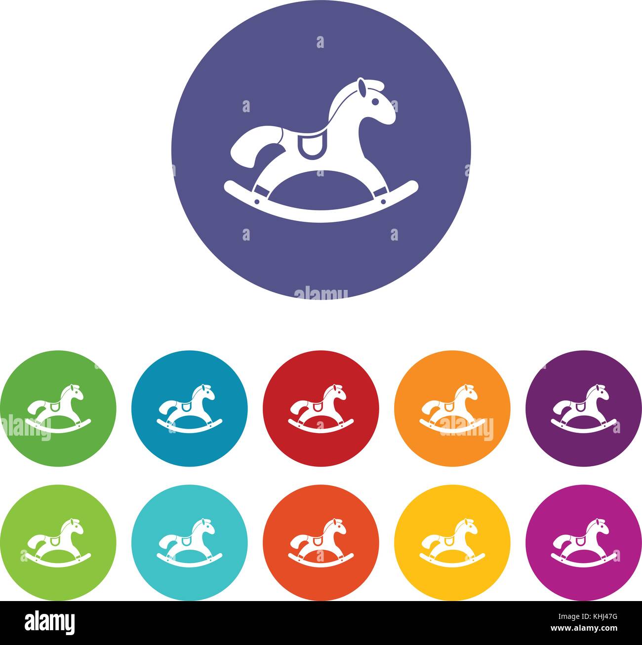 Rocking horse set icons Stock Vector Image & Art - Alamy