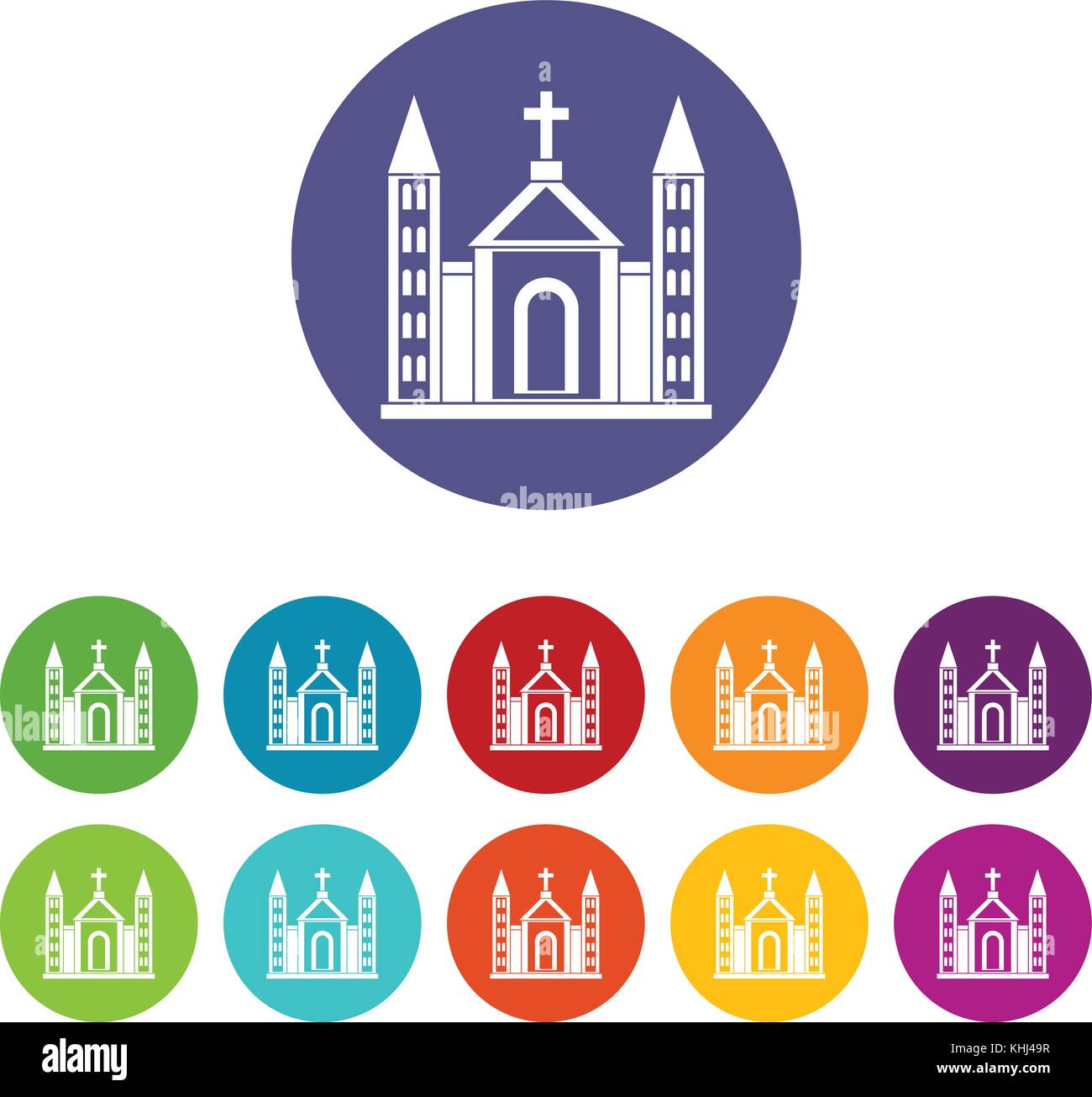 Christian catholic church building set icons Stock Vector Image & Art ...