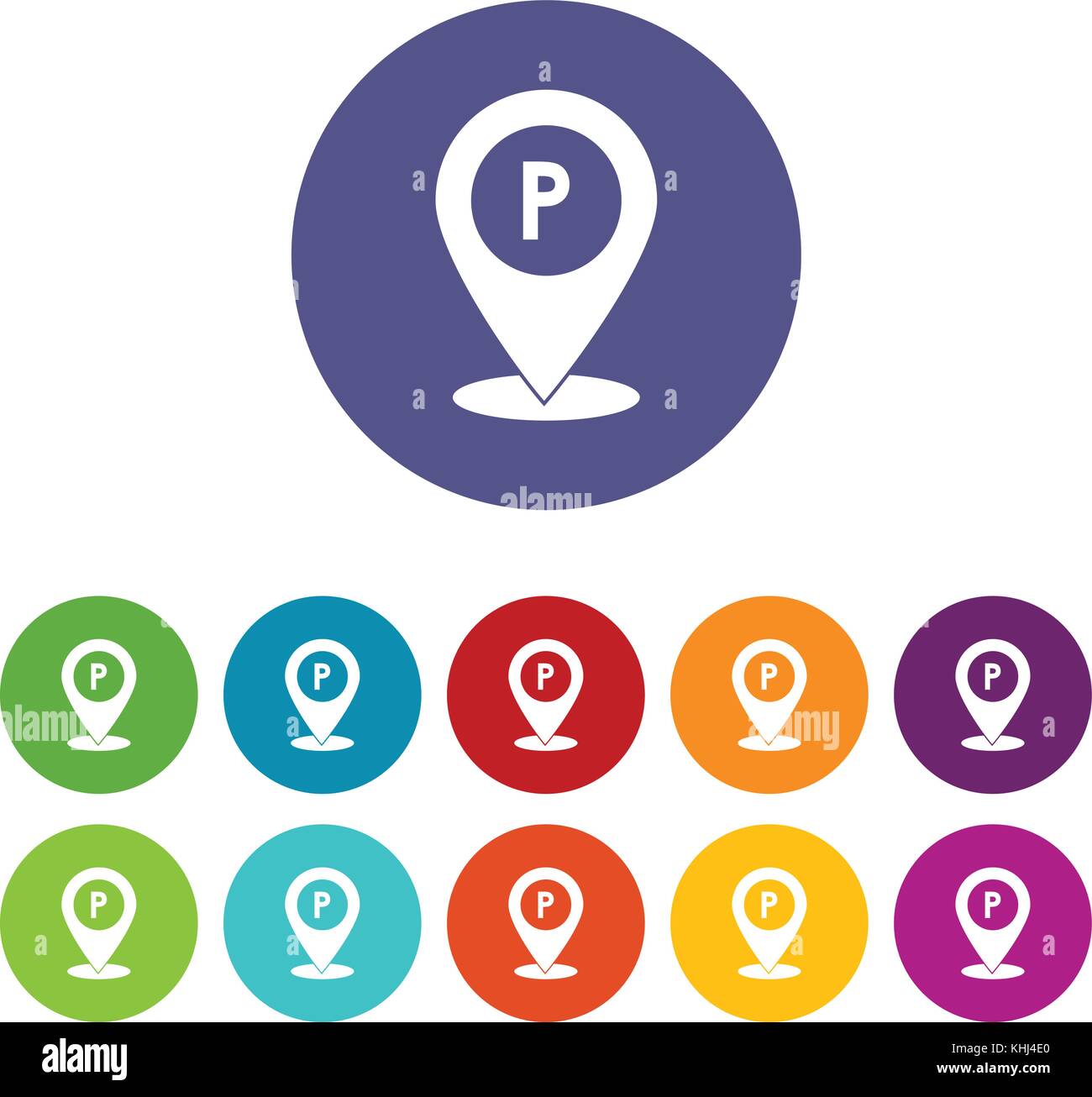 Map pointer with car parking sign set icons Stock Vector Image & Art ...