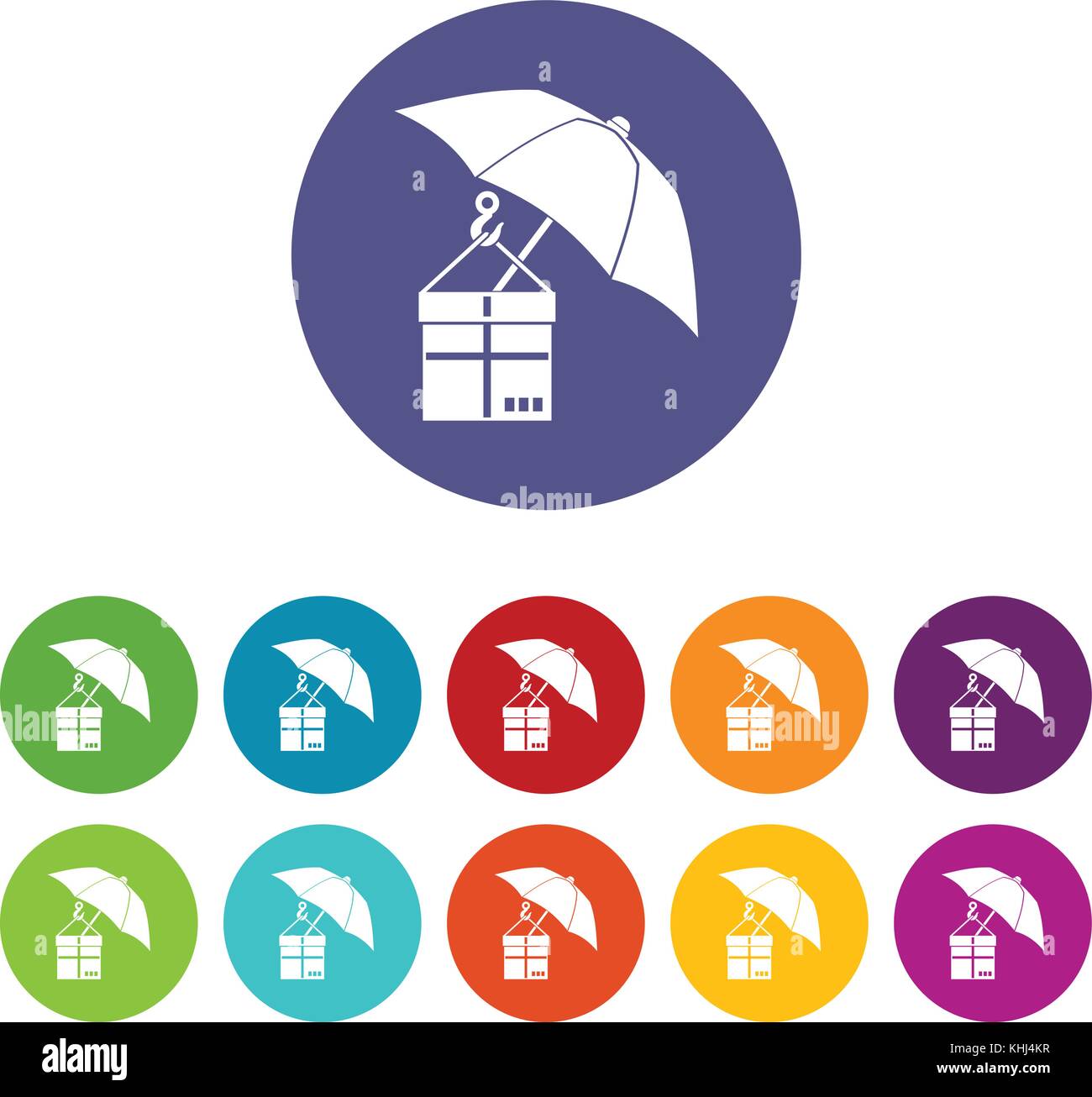 Umbrella and a cardboard box set icons Stock Vector Image & Art - Alamy