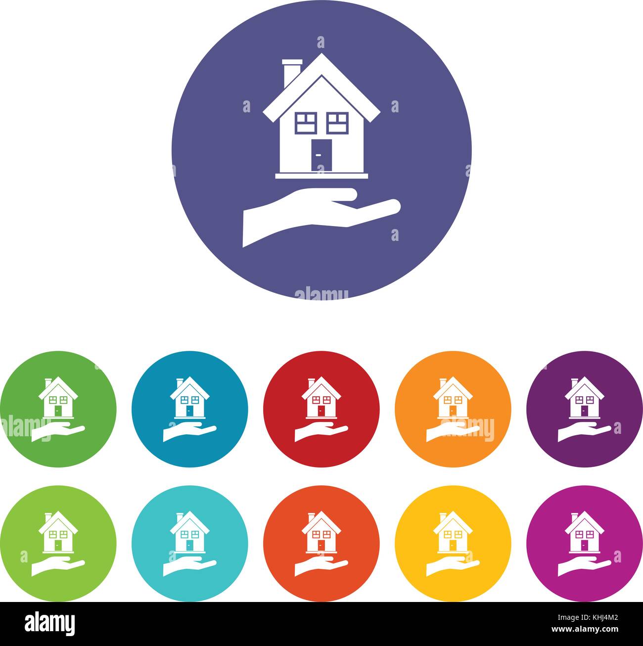 Hand holding house set icons Stock Vector Image & Art - Alamy