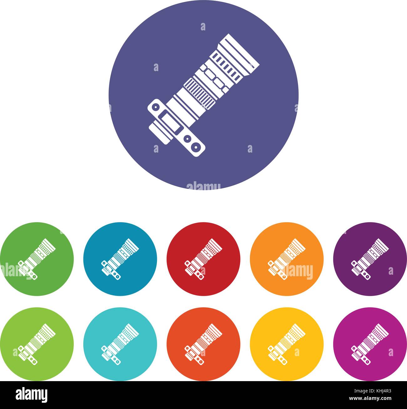 Dslr camera with zoom lens set icons Stock Vector Image & Art - Alamy