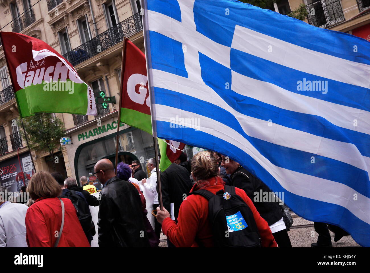 Greek protesters attend May Day march in Marseille, France Stock Photo ...
