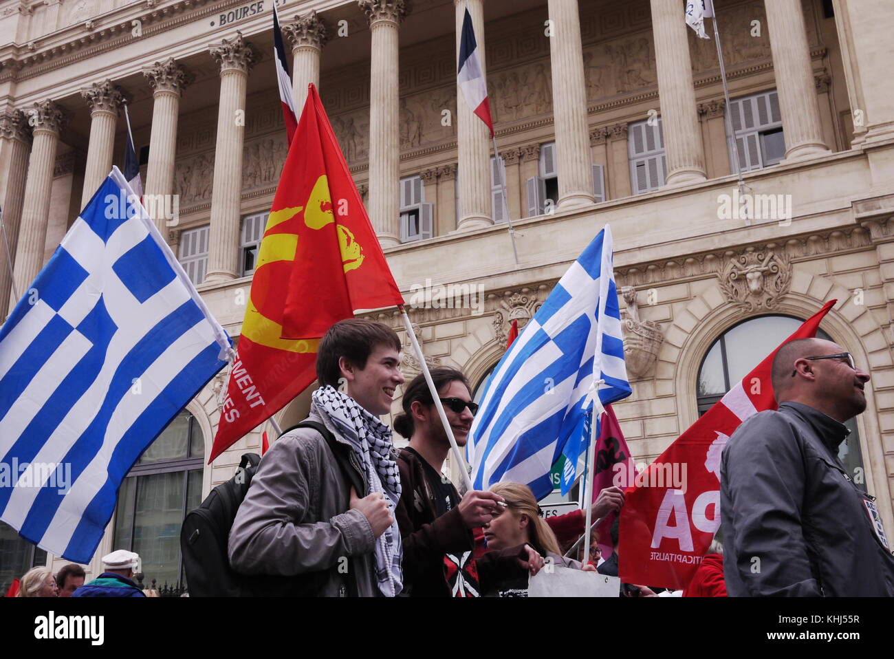 Greek protesters attend May Day march in Marseille, France Stock Photo ...
