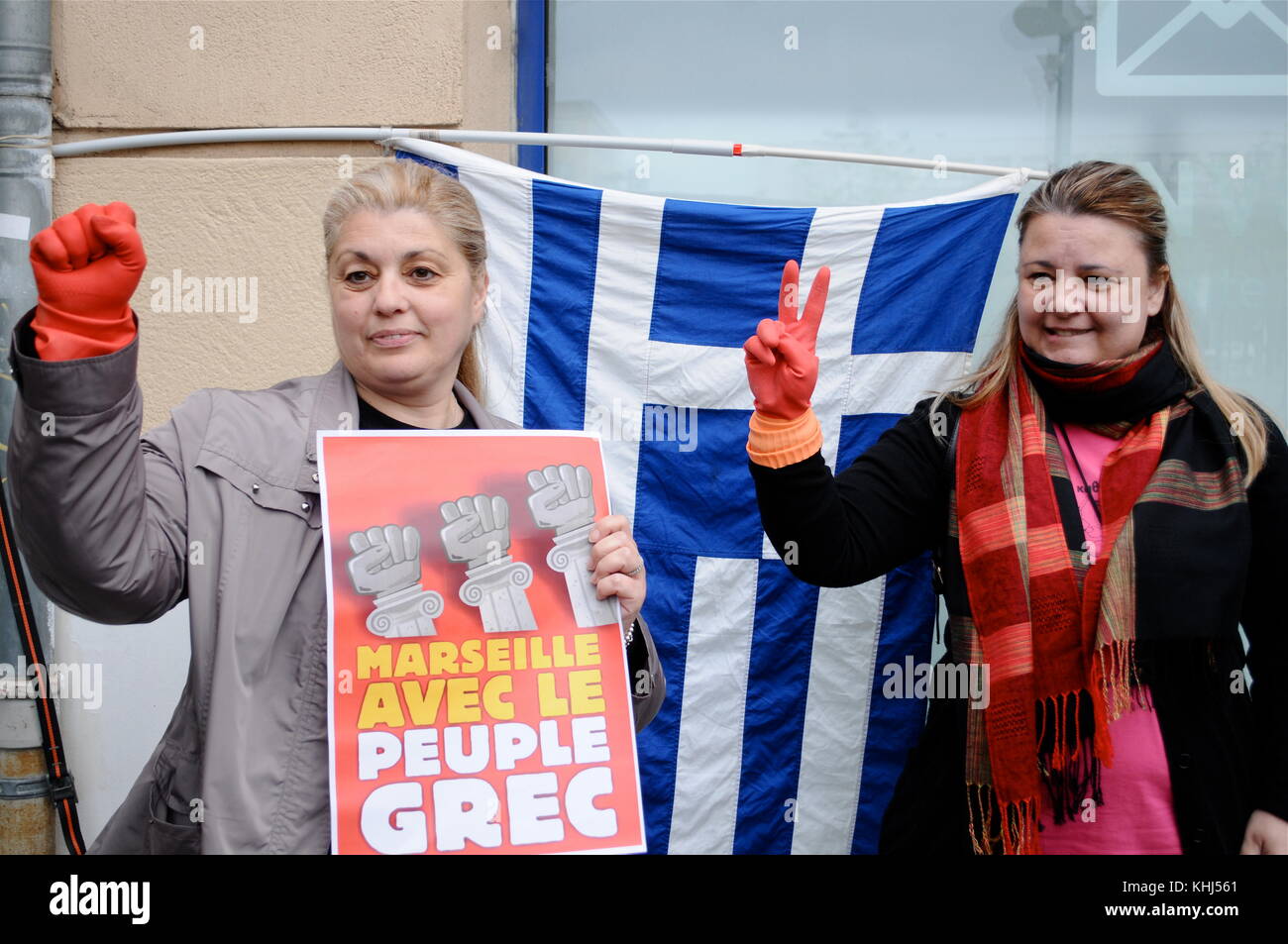 Greek protesters attend May Day march in Marseille, France Stock Photo ...