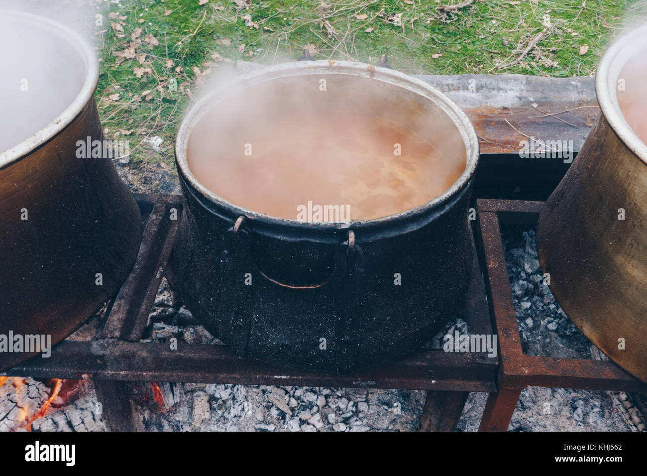 Pomak people are cooking a meal to celebrate the "Mursal qurban Stock ...