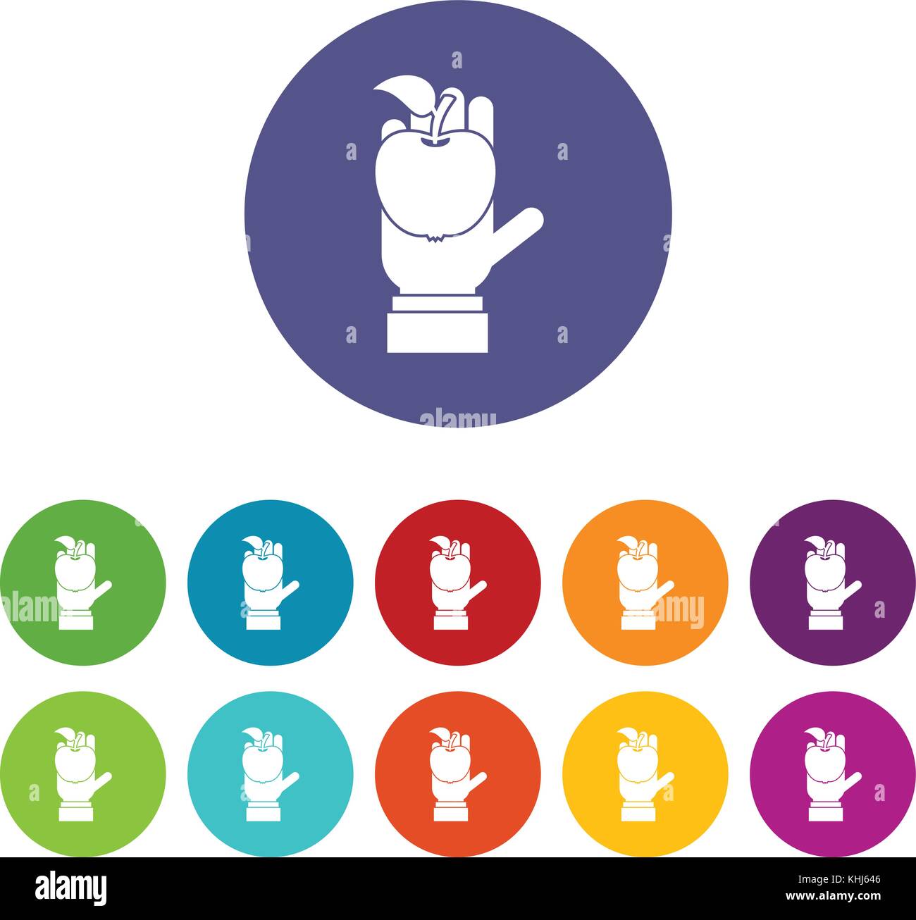 Apple in hand set icons Stock Vector Image & Art - Alamy